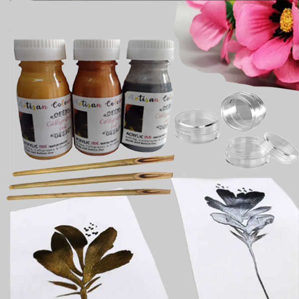 Keep Smiling Arabic Calligraphy Set Reed Bamboo Qalams/Pens + 1 Ink ...