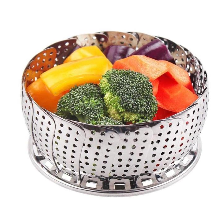 HTS Stainless Steel Folding Steamer, Fruits / vegetables Basket Steamed ...