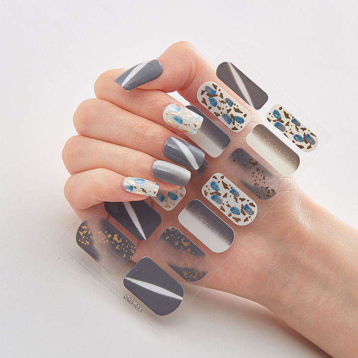 Nail Polish Sticker & Wrap - Multi Color Shade Full Nail Wrap Sticker ...