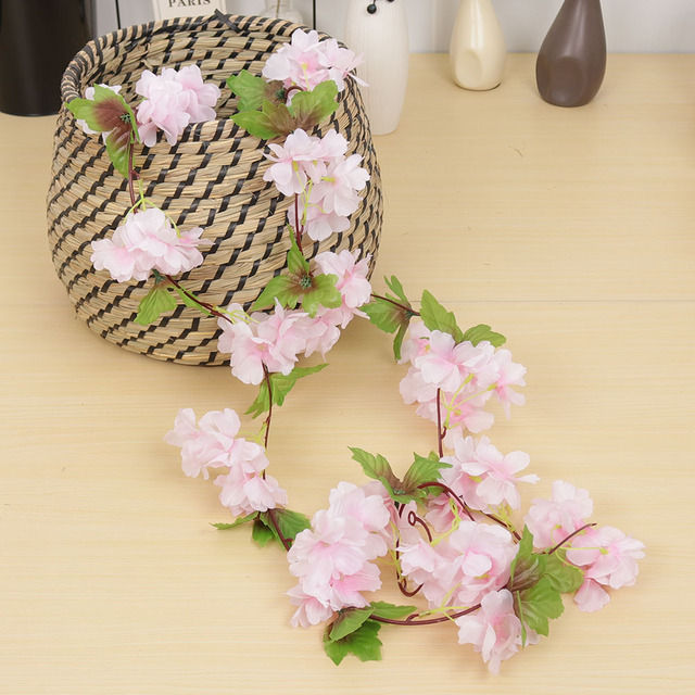 【Bestseller】 230cm Pink Cherry Blossom Silk Artificial Vine Sakura ...