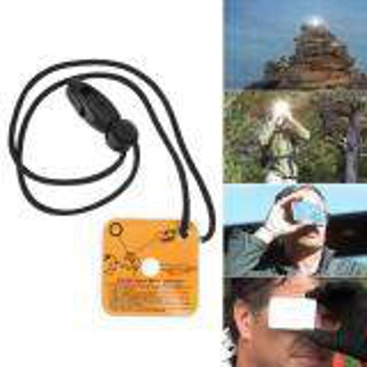 1 【Footprint】 Reflective Signal Mirror With Whistle Practical Outdoor ...