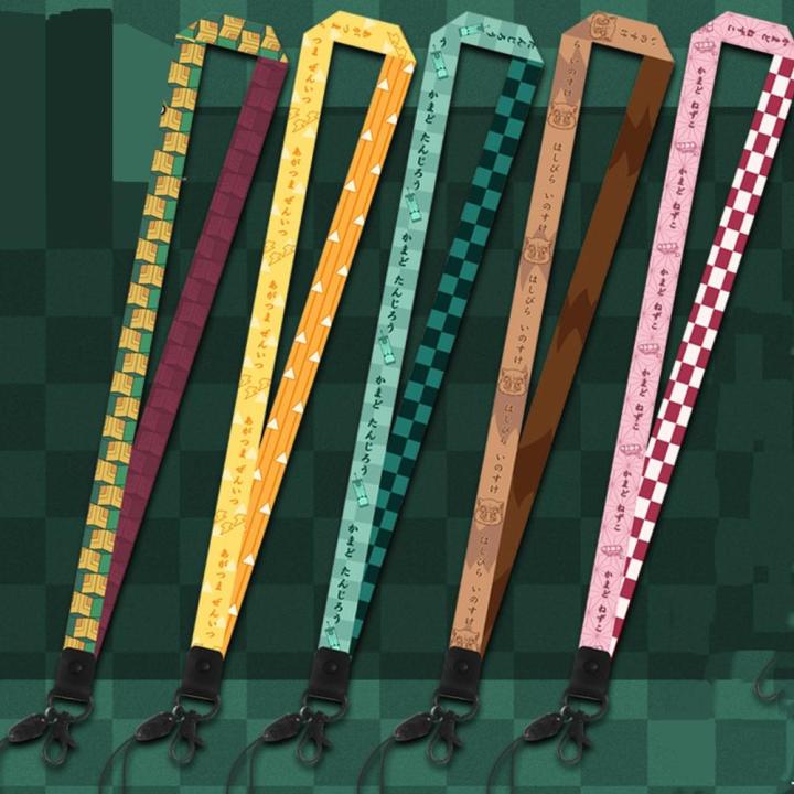 Men Neck Strap Lanyard Kimetsu Anime Demon Slayer Hanging Keychains ...