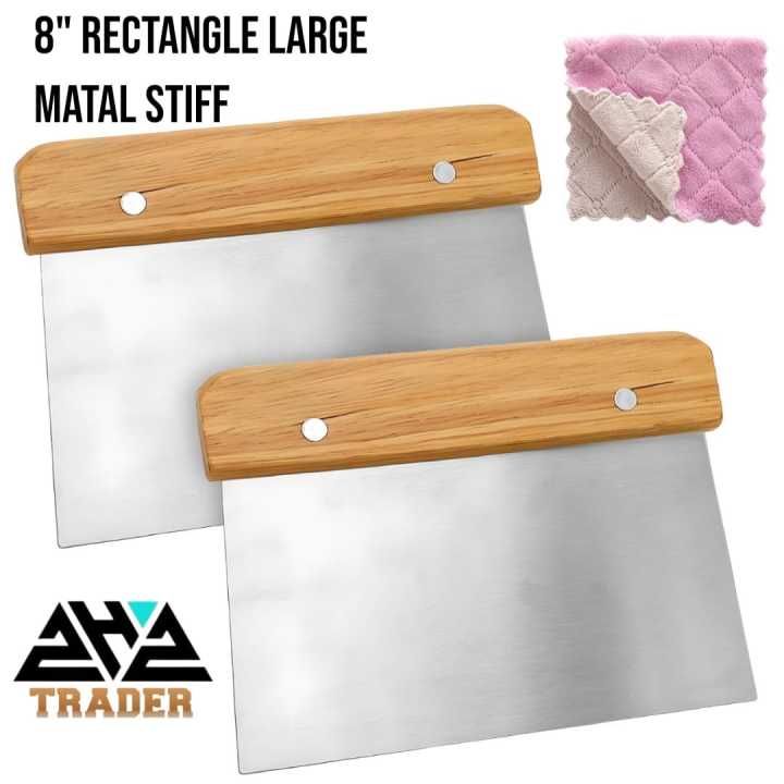 Putty Scraper 8" Rectangle Large Metal Stiff Putty Knives with Wooden ...