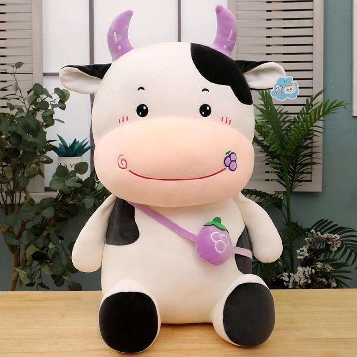 Cute cow pillow doll plush toy lying cow doll big rag doll bear hug ...