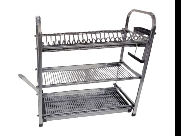 BERLIN Stainless Steel Dish Drying Rack Plate Rack 3 Steps | Daraz.pk