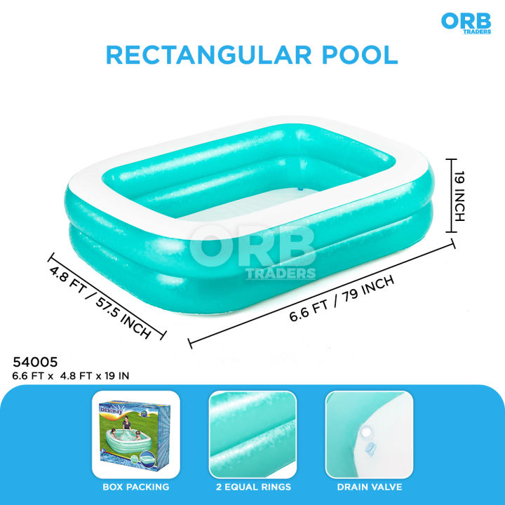 Bestway 54005 6.5 Feet Swimming Pool For Kids Rectangle 6 Foot ...