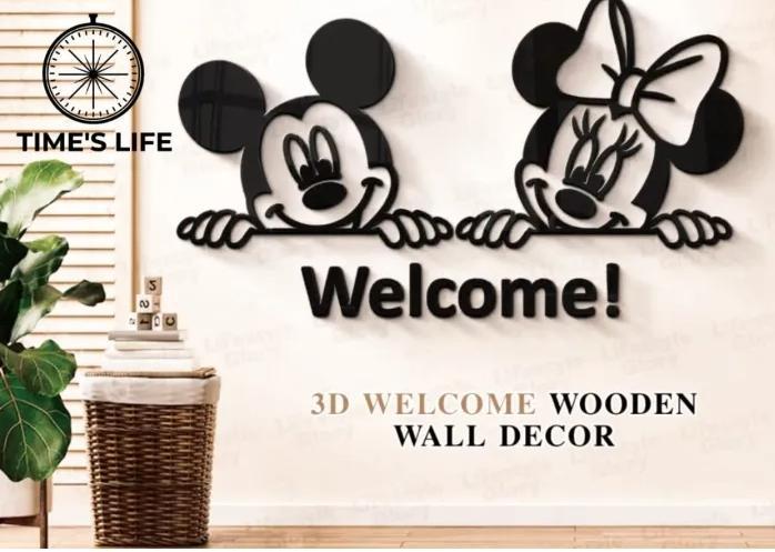 Mickey mouse Welcome 3D Wooden Wall Art wooden wall decor wall ...