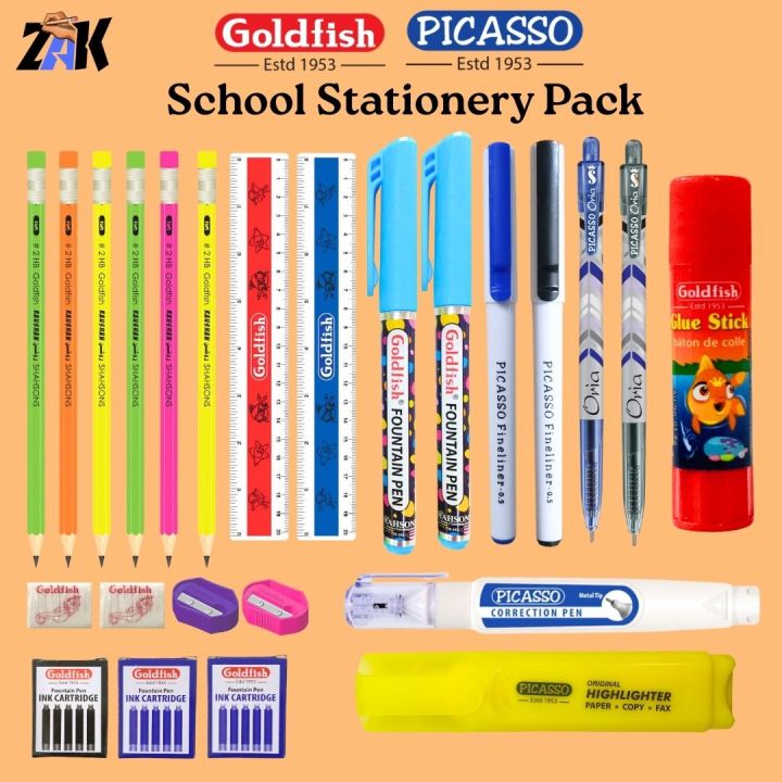 School Stationery Pack - Bundle Stationery Pack of 24 Items - Goldfish ...