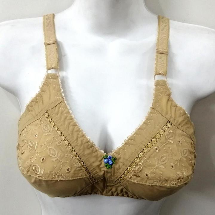 Women Non Padded Bra Chikan Embroidery Classic Cotton Bras for Women's ...