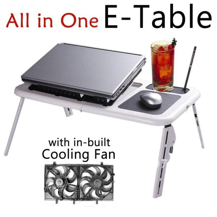 E Table – Foldable & Portable Laptop table with 2 USB Cooling Fans ...