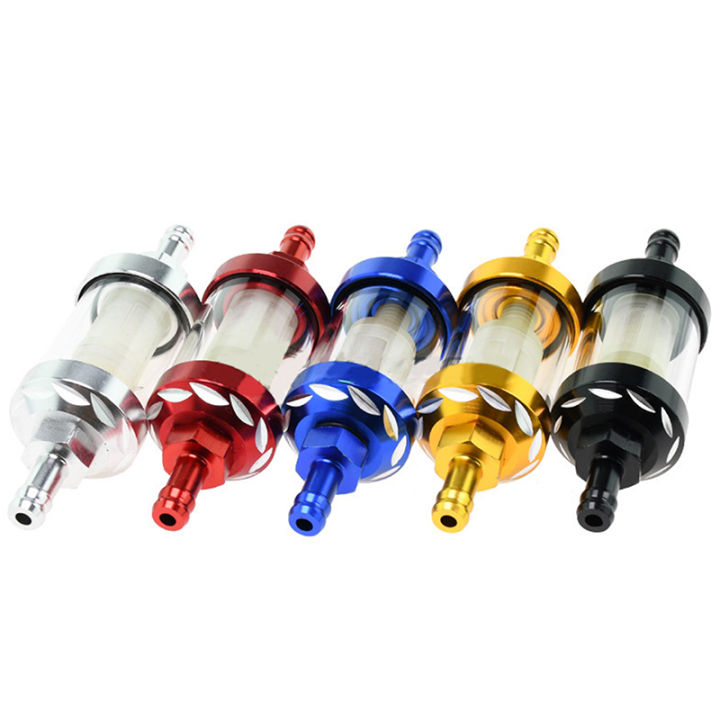 Universal Motorcycle Fuel Filter CNC Aluminum Alloy Glass Gas Fuel Oil ...