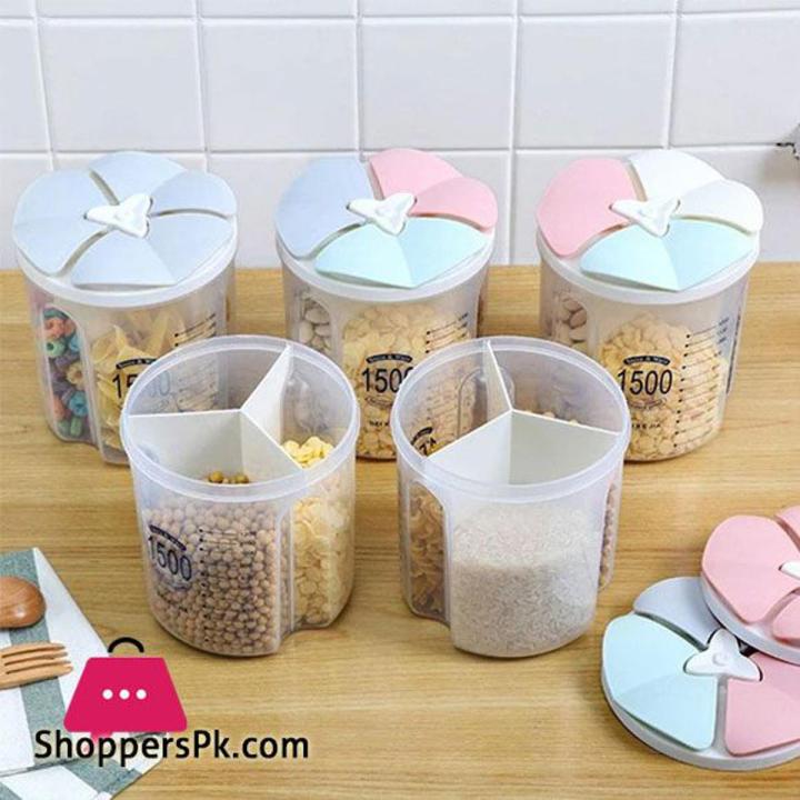 Transparent Partition Storage Container with Lid, Round plastic jars ...