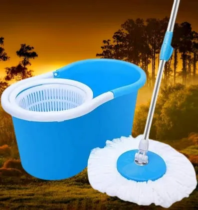YYS Spin Mop Head And Mop Stick With Mop Refill, 360 Degree Rotating ...