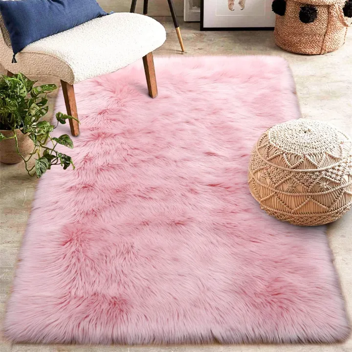 Soft Fluffy Faux Fur Rugs for Bedroom Bedside Rug, Washable, Furry ...
