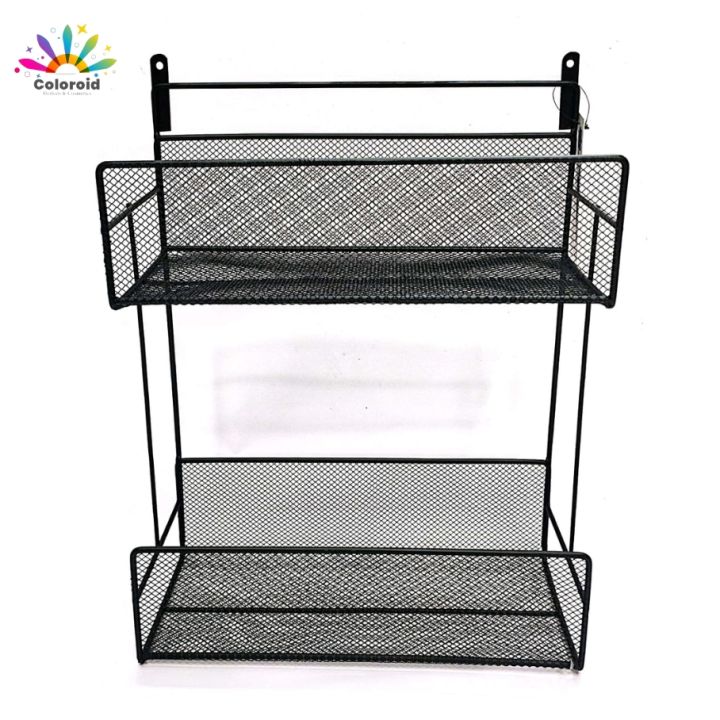 New Elegant Wall-Mounted Metal Wire Spice Rack with 4 Hooks – Hanging ...