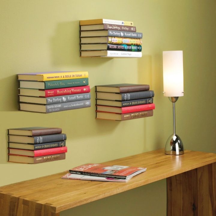 Pack of 4 wall mount Book Storage Space Saving Invisible Book Shelf ...