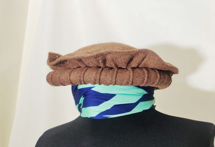 Brown pakol cap pakol hat with feather Afghan Topi Chitrali Pakul Wool ...