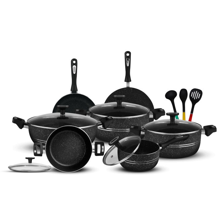 Chef Best Aluminum Non Stick Kitchen Set 15 Pcs New Arrival Cookware ...