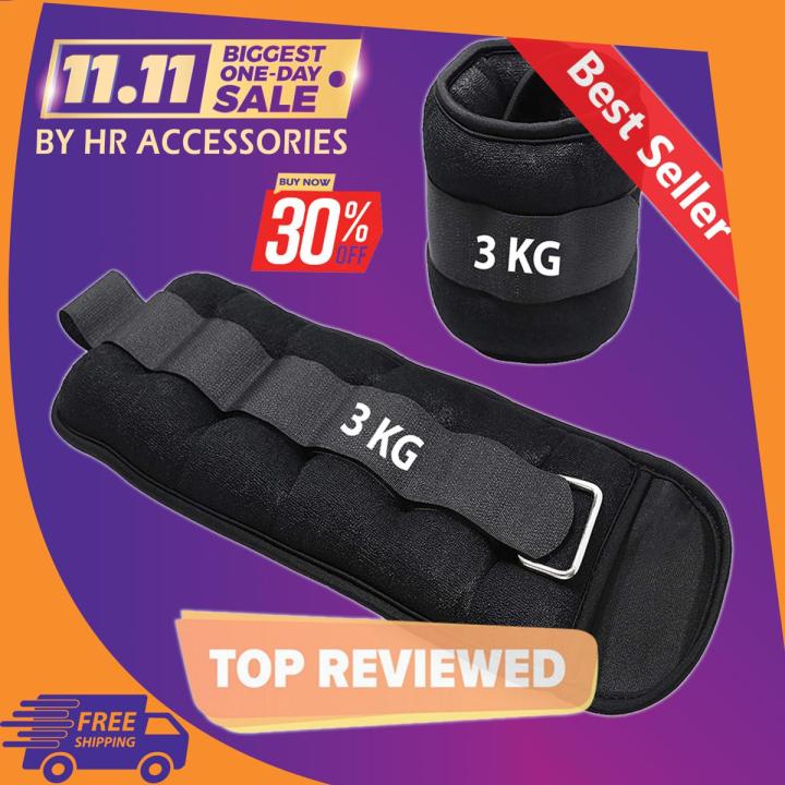 ANKLE WEIGHTS 3 KG x 3 KG = 6 KG, Pair Weight Bearing Ankle wrist Strap ...