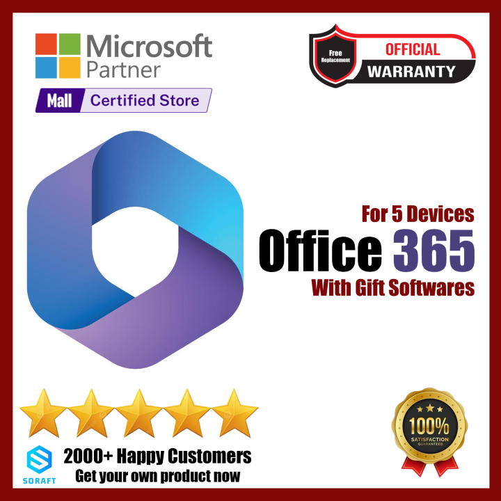 Microsoft Office 365 Genuine License for 5 Devices With 2 Free Gift ...