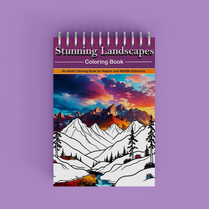 Coloring Book for Adults and Kids - 50 Stunning Landscapes A4 Size ...