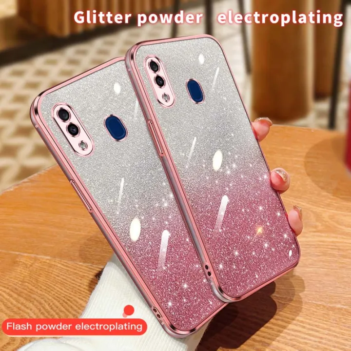 For Samsung Galaxy A20 A30 Phone Case,Transparent Electroplated Glitter ...