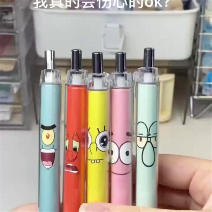 sanhe 5pcs SpongeBob SquarePants Press Gel Pen Cartoon Cute Colorful ...