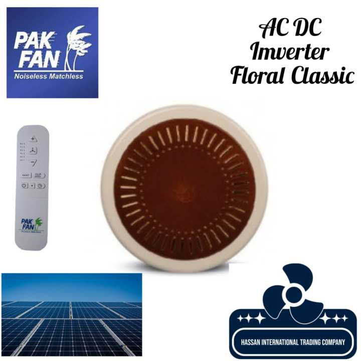 Pak Fan Ceiling 56 Inch AC DC Inverter/Enegy Saver/Solar Remote Control Floral Classic Model ...