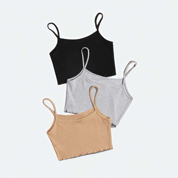 Pack of 3 Specially crafted Half tank tops with a pure, flexible cotton ...