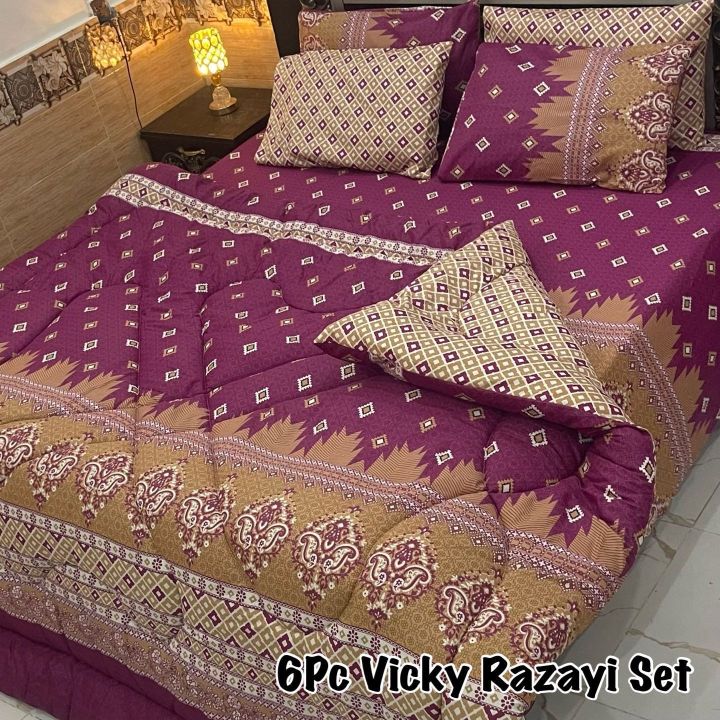 Vicky razai set 6pcs Double Bed razai set Multi Colors - New Designs ...