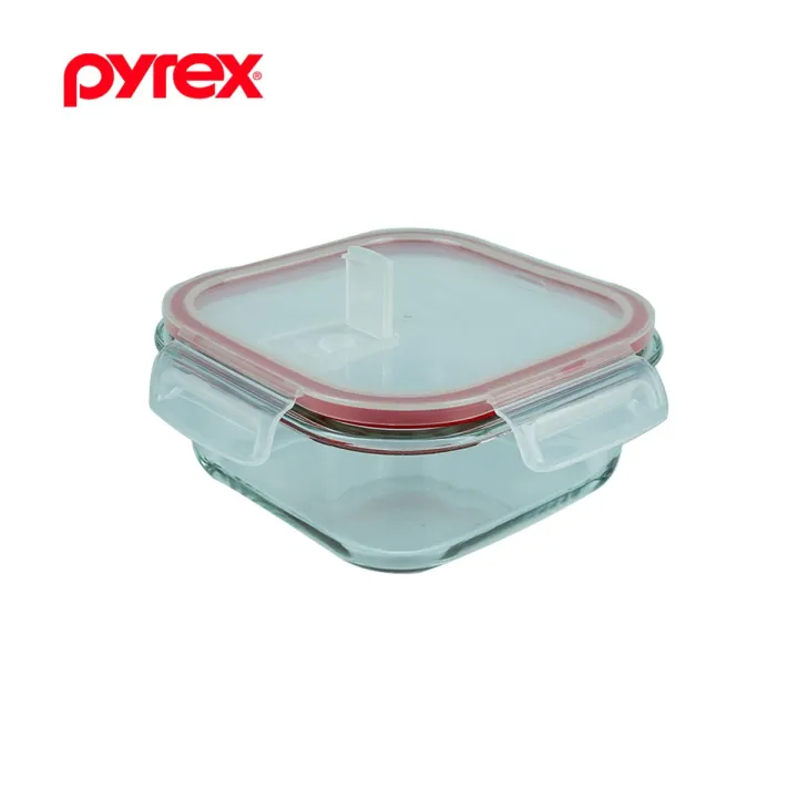 PYREX Easy Vent 805ml Square Glass Food Storage Container w/ Airtight Leak-proof BPA-free Lid ...