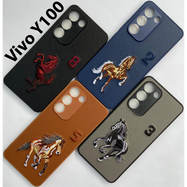 Vivo Y100 – Polo Embroidered Faux Leather Rexine Back Cover | Stylish ...