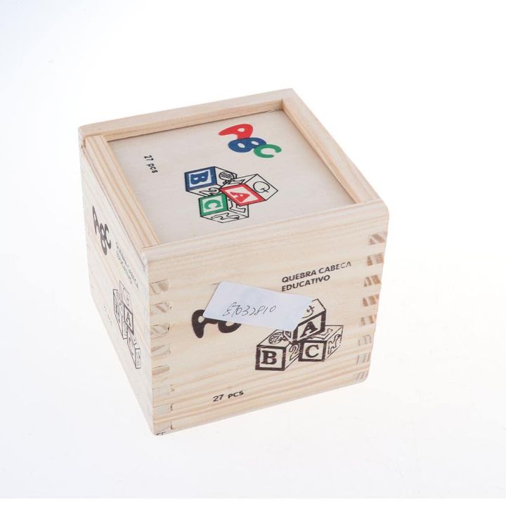 Box of 27pcs Wooden Letter & Number Cube Building Blocks Alphabet ...