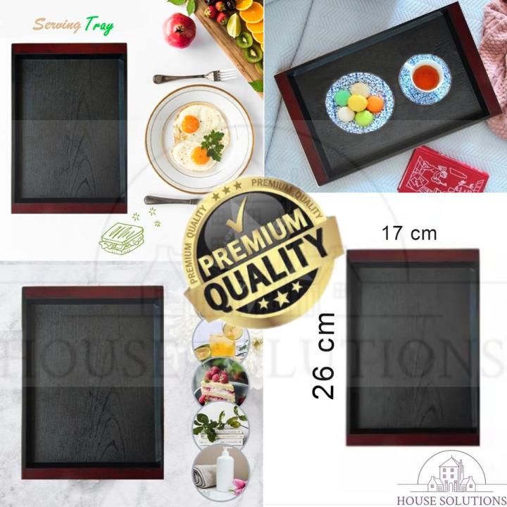 House Solutions Rectangular Tray Imitation Wood Grain Textured Premium Quality Plastic Food ...