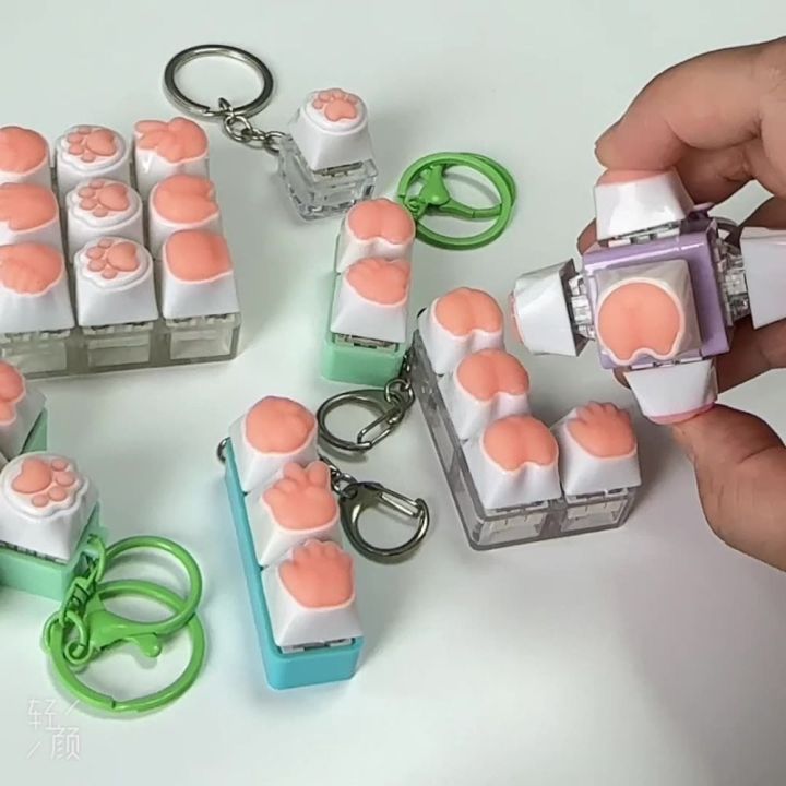 Cute Soft Silicone Keyboard Key Fidget Keychain Decompression DIY ...