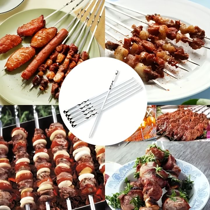 Stainless Steel BBQ Skewers , 6pcs High-Quality Durable Rust-Resistant ...