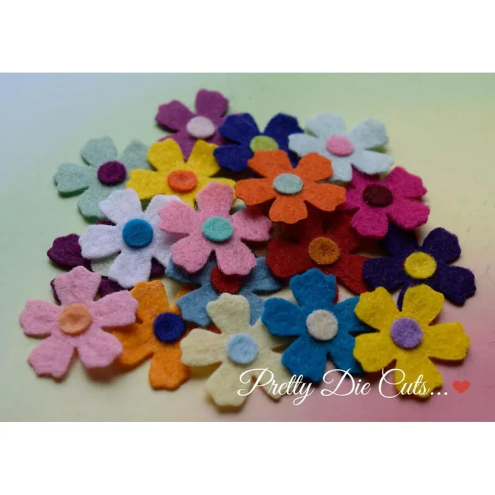 Felt Flowers, Mini Double Layered Small Petals, Mixed Colors, 20pcs ...