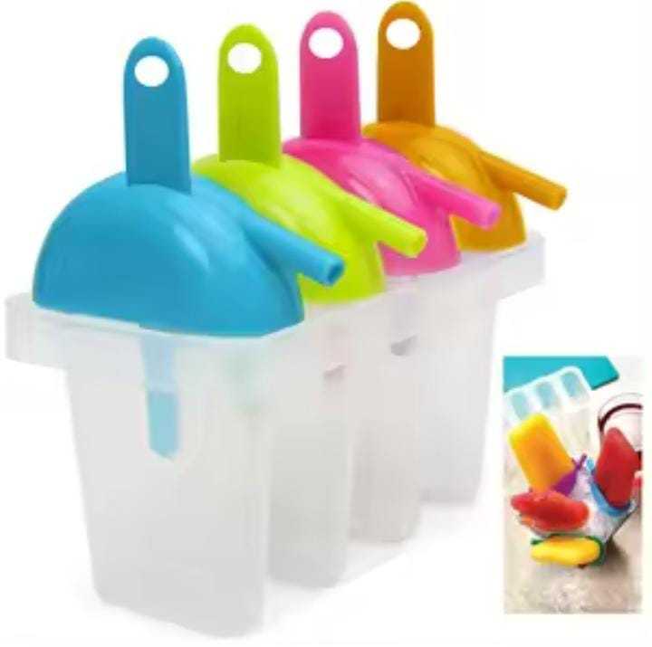 4-Piece Reusable Ice Lolly Mold Set with Straw Design – DIY Homemade ...