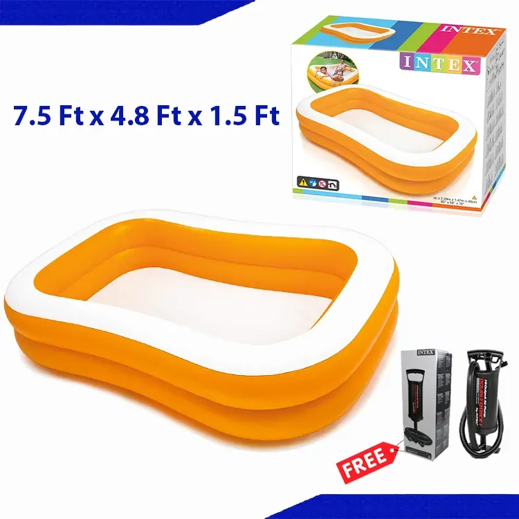 INTEX Rectangular swimming Pools with FREE HAND PUMP | Inflatable ...