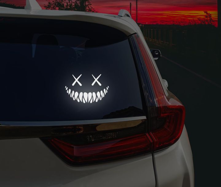 Reflective Smile Demon Car Sticker – Funny Cool Die-Cut Waterproof ...