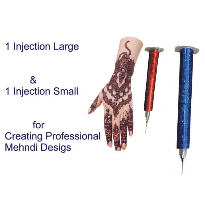 2 Injection and 2 pin for creating mehndi designs. One Small injection ...