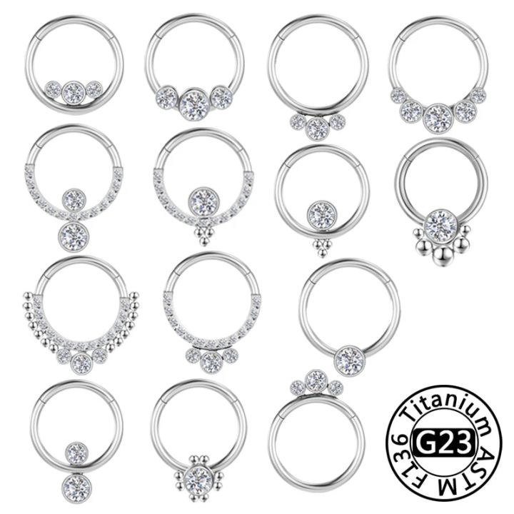 16G G23 Titanium Nose Rings Hinged Segment Ear Cartilage Tragus ...
