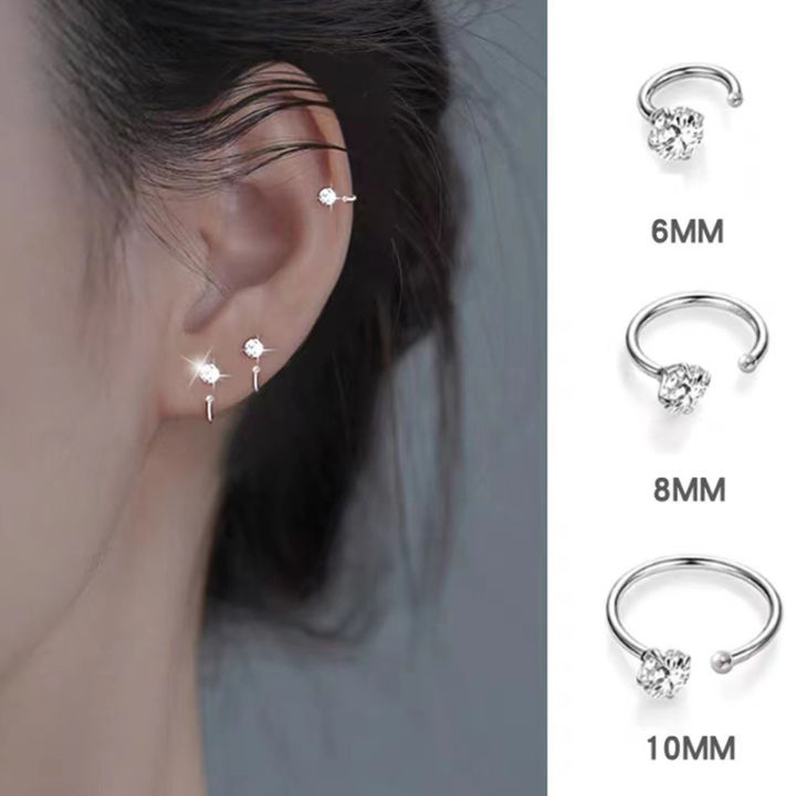 1pc Stainless Steel CZ Piercing Earring Studs Ear Bone Cartilage Helix ...
