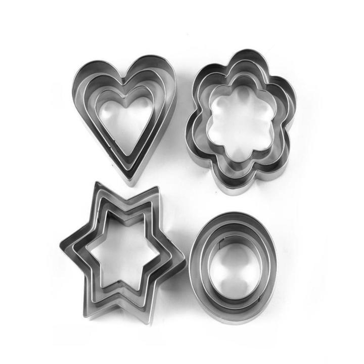 Multi Shape Cookies Cutter - 12 Pcs - Silver | Daraz.pk