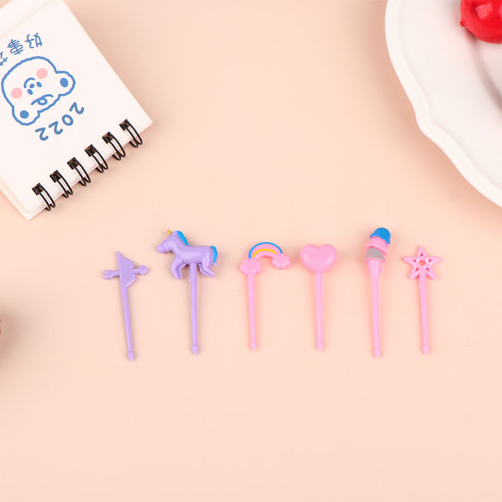 1 Set Animal Fruit Fork Food Grade Plastic Mini Cartoon Kids Cake Fruit ...