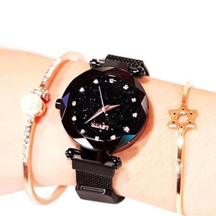 Cute And Classy Black Magnetic Ladies Wrist Watch for Girls | Daraz.pk