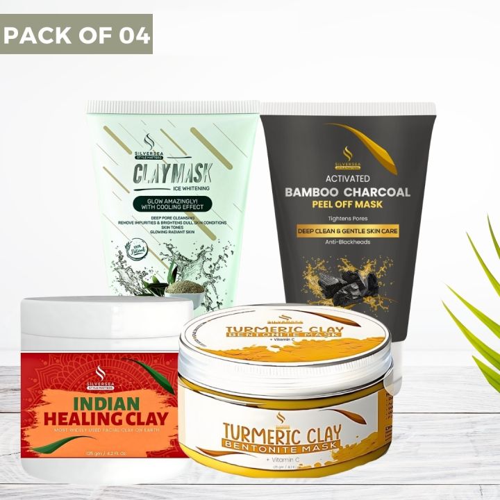 SilverSea Mega Pack of 4 – Healing Clay Mask (IHC) & Ice Whitening Clay ...