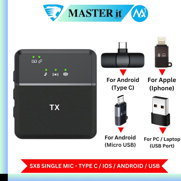 Original Wireless MIC Type C/IOS/Android SX8 Wireless Single Microphone ...
