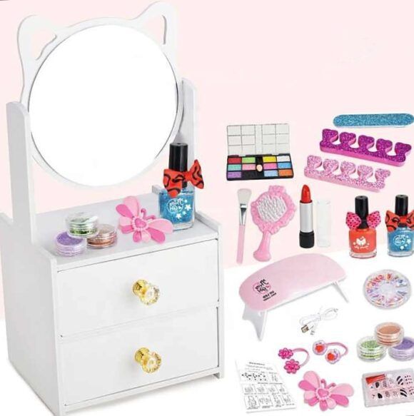 DIY Dressing Table Set For Girls 21Pcs Wooden Dressing Table Toy Nail ...