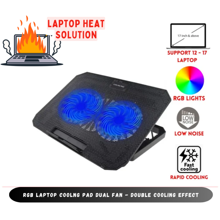 Laptop Cooling Pad DUAL FANS - Double Fan Technology Dual Fan for ...